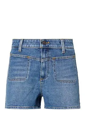 Paige Dani Stitched-Pocket Denim Shorts Sete