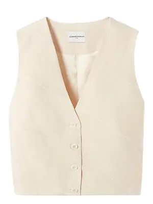 Claudie Pierlot V-neck Cropped Woven Waistcoat - Vanilla
