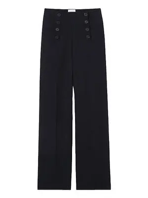 Claudie Pierlot High-Rise Wide Leg Trousers Navy