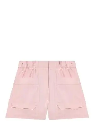 Maje Brand-embroidered Elasticated-waist Cotton Shorts - Pink