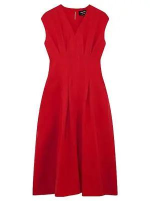 Whistles Linen-blend V-neck Midi Dress - Red