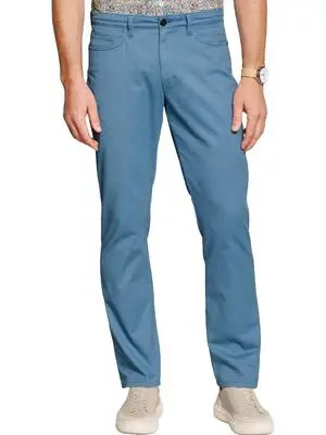 Johnston & Murphy Straight Leg Stretch Cotton 5-pocket Pants - Blue