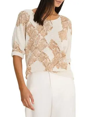 NIC+ZOE Cobblestone Stamp Pullover - Neutral Multi