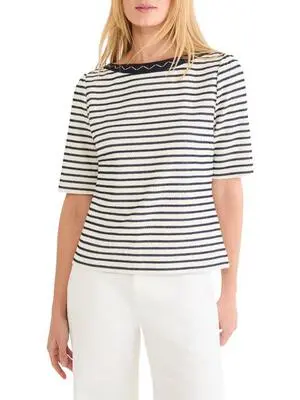 NIC+ZOE Embroidered Knit Top - Indigo Multi