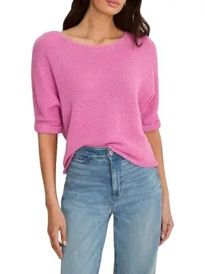 NIC+ZOE Roll Sleeve Boat Neck Sweater - Crocus