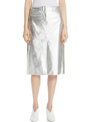 TIBI Tech Faux Leather Skirt