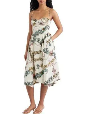 Free People Cherish Cotton Fit & Flare Dress Ivory Combo