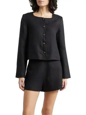 Posse Emma Boxy Linen Jacket - Black