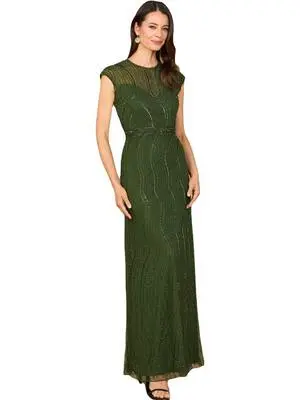 LARA NEW YORK Cap Sleeve Sheath Gown - Emerald