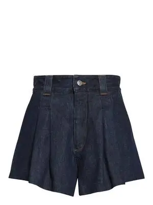 FRAME The Structural Pleated Denim Shorts - Rinse
