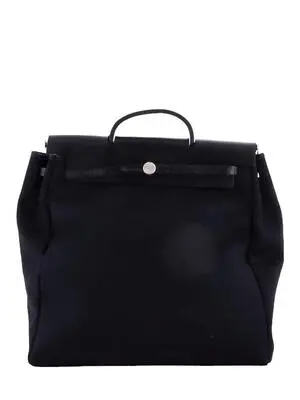 Hermès Herbag Toile And Leather Mm Black