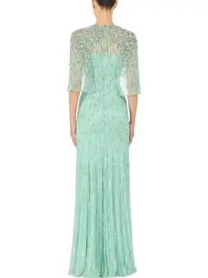 Jenny Packham Astra Sequin-embellished Maxi Gown - Mint