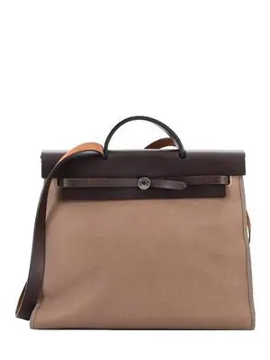 Hermès Herbag Zip Leather And Toile 39 Etoupe
