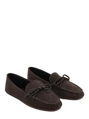 Mango Suede Bow Loafer - Chocolate