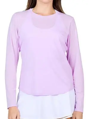 SOFIBELLA Long Sleeve Tennis Shirt - Lavender