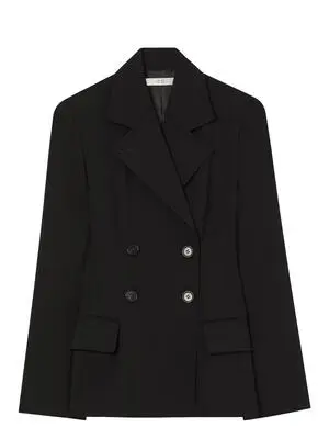Co Double-breasted Fitted Blazer - Black