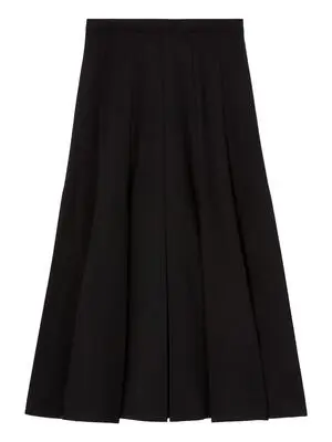 GWYN Lace-paneled Pleated Skirt - Black