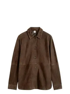TOTEME Soft Suede Overshirt - Bark