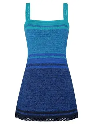 Escvdo Plumar Crochet Mini Dress - Blues