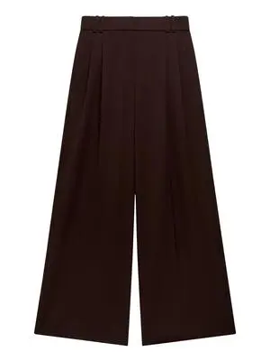 Another Tomorrow Twill Pleated Trouser - Dark Chocolate