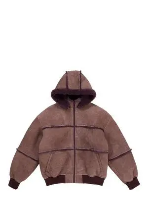 Supreme Mm6 Maison Margiela Hooded Shearling Bomber Jacket - Purple