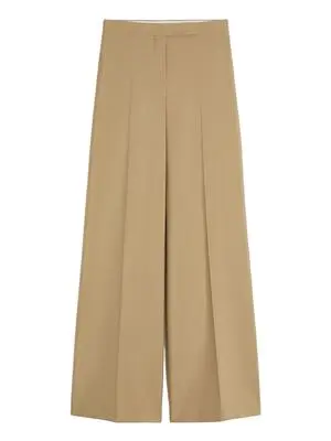 Max Mara Wide Trousers In Wool And Silk Poplin - Camel