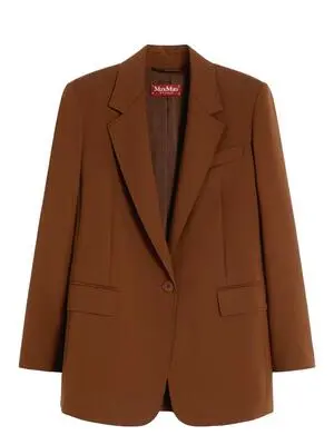 Max Mara Single-breasted Stretch Wool Blazer - Chocolate