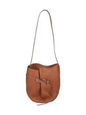 LIFFNER Medium Belted Bucket Bag In Hammered Calf Leather - Brown