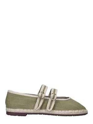FLABELUS Linen-blend Claire Ballet Flats - Green