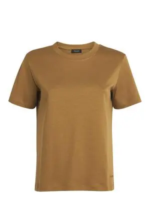 YVES SALOMON Pima Cotton-silk Interlock T-shirt - Beige