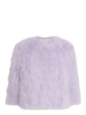 YVES SALOMON Feather Cropped Jacket - Pink