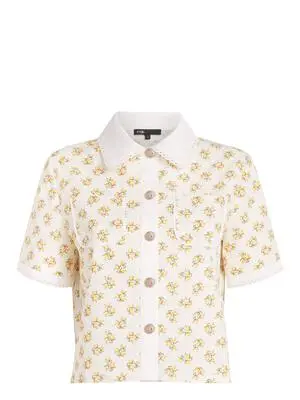 Maje Floral Print Shirt With Lace Trim - Yellow