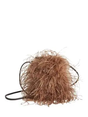 YVES SALOMON Leather Cross-Body Bag With Ostrich Feathers