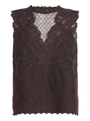 ME+EM Lace Sleeveless Top With Cami - Brown