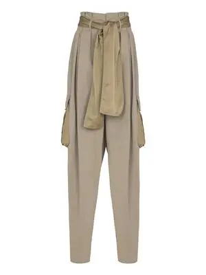 Balmain Cotton-blend High-waisted Trousers - Green