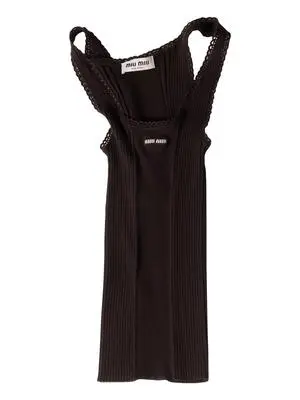 Miu Miu Wool Ribbed Tank Top - Brown