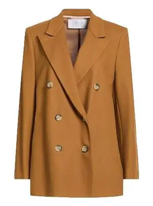 Harris Wharf London Double-breasted Piqué Blazer - Camel