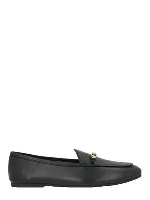 Moschino Leather Loafers With Designer Plaque - Black