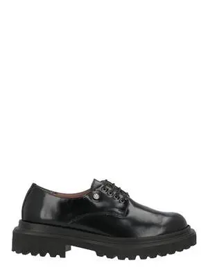 POLLINI Lace-up Glossed-leather Derby Shoes - Black