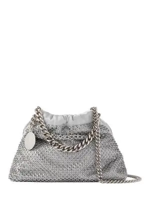 Stella McCartney Falabella Mini Crystal And Mesh Drawstring Bag Silver
