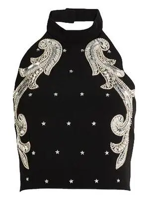 Balmain Crepe Crop Top - Black