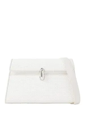 Savette Symmetry Leather-trimmed Woven Raffia Shoulder Bag - White