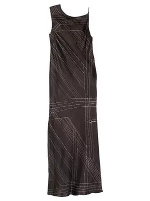 ALYSI Asymmetric-Neck Maxi Dress Brown