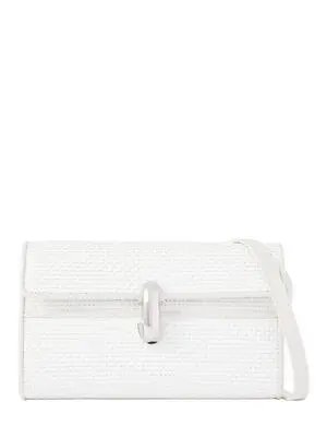 Savette Symmetry Leather-Trimmed Woven Raffia Shoulder Bag White