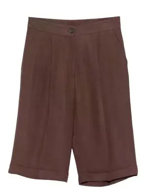 Antonelli Firenze Pleated Turn-up Cuffs Shorts - Brown