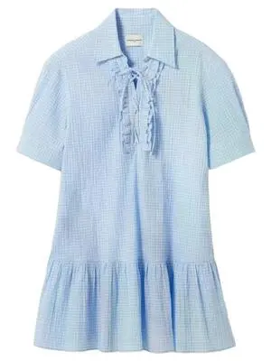 Claudie Pierlot Checked Ruffled Mini Dress - Blue