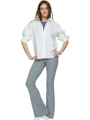 ATM Anthony Thomas Melillo Modal Rib Flare Pant - Medium Heathered Grey