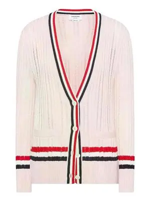 Thom Browne Rwb Stripe Baby Ladder Cable Elongated Cardigan - Pink