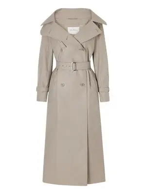 Max Mara Belted Cotton-Gabardine Trench Coat Gray