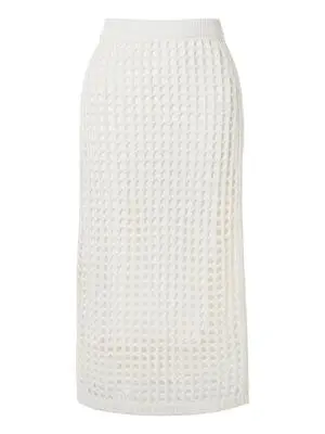 Max Mara Crocheted Cotton Midi Skirt - White